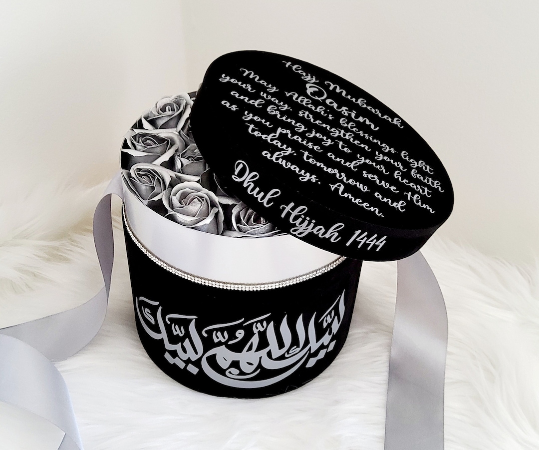 Personalised Hajj Gift Box Hajj Mubarak Gift Faux Roses Birthday Gift ...