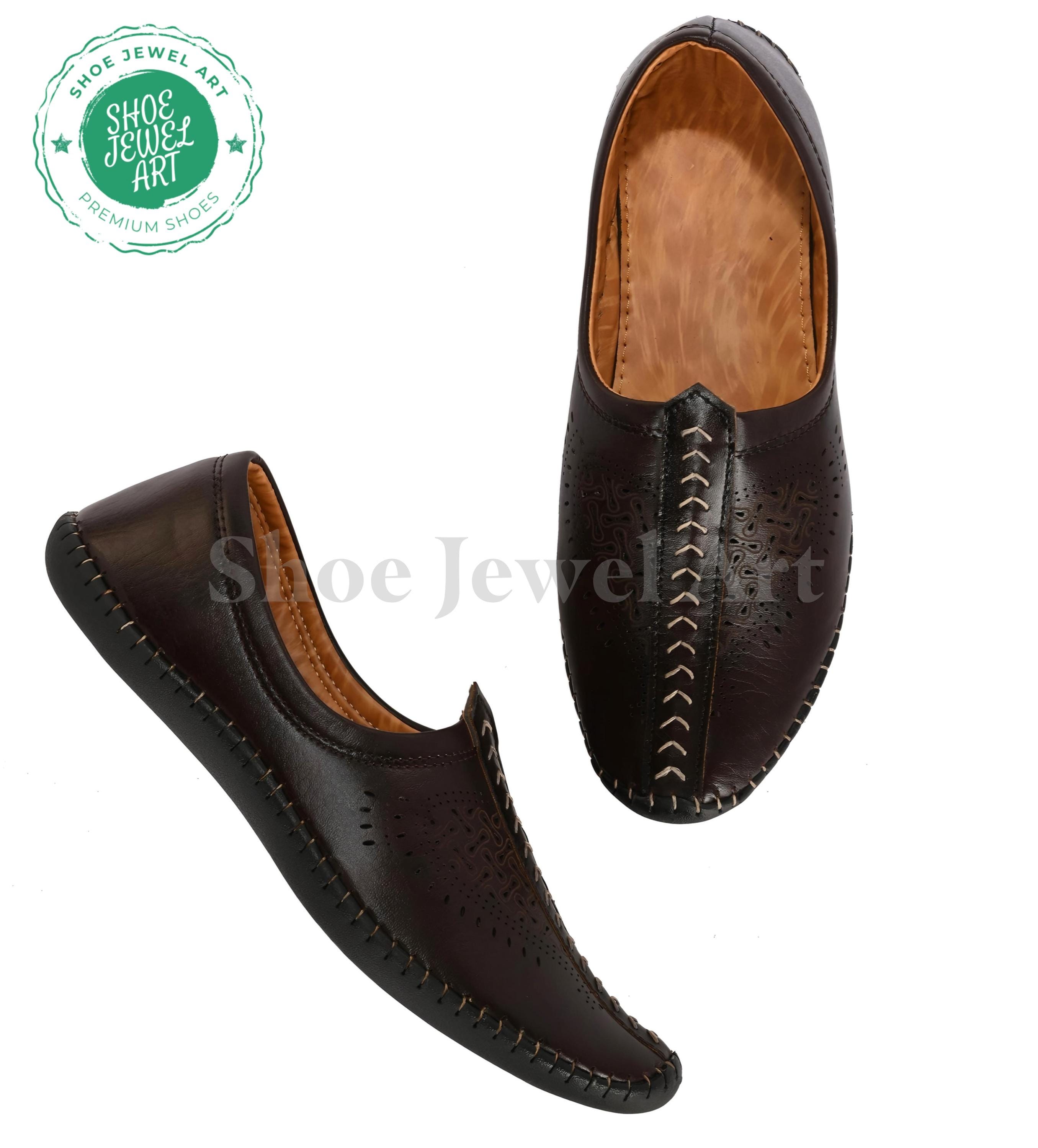 Mens Brown Mojari Shoes: Ethnic Indian Wedding Loafers - Etsy