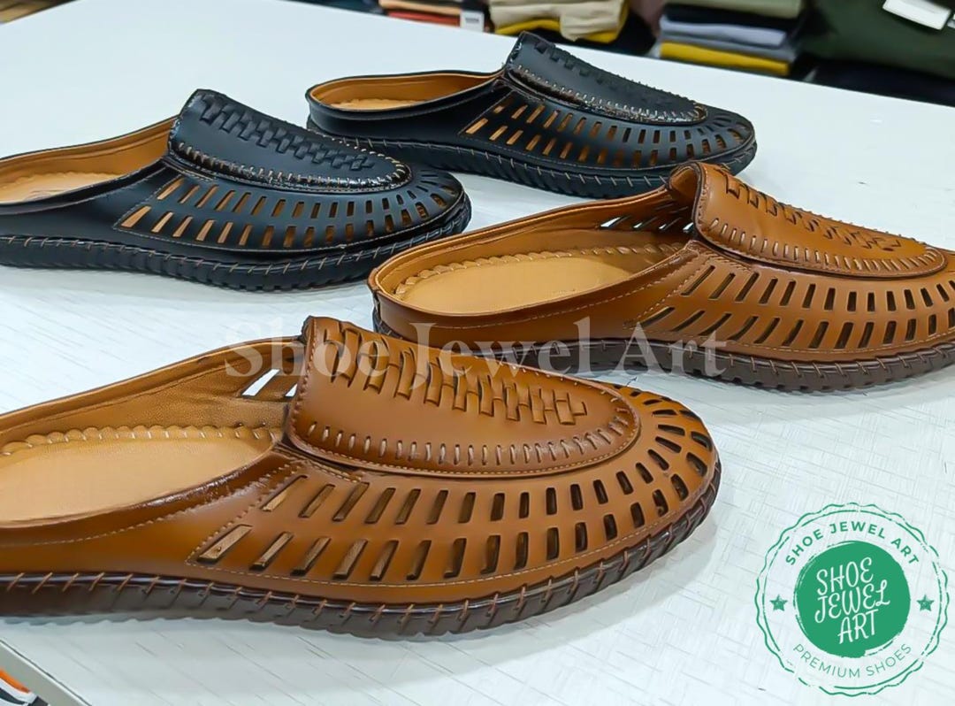 Handmade Leather Mojari Shoes: Ethnic Tan Loafer Slip-ons - Etsy
