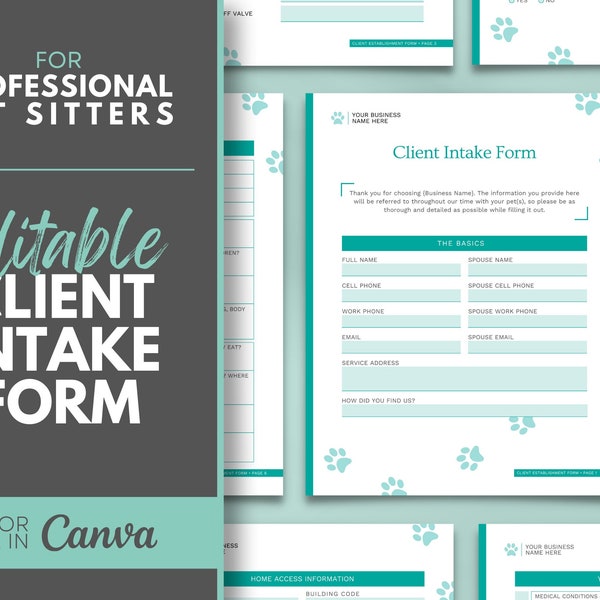 Pet Sitting Forms - Etsy