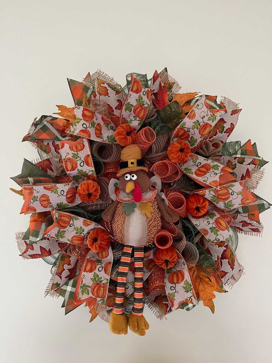 Turkey Wreath, Thanksgiving Turkey Wreath, Thanksgiving Wreath, Stuffed ...