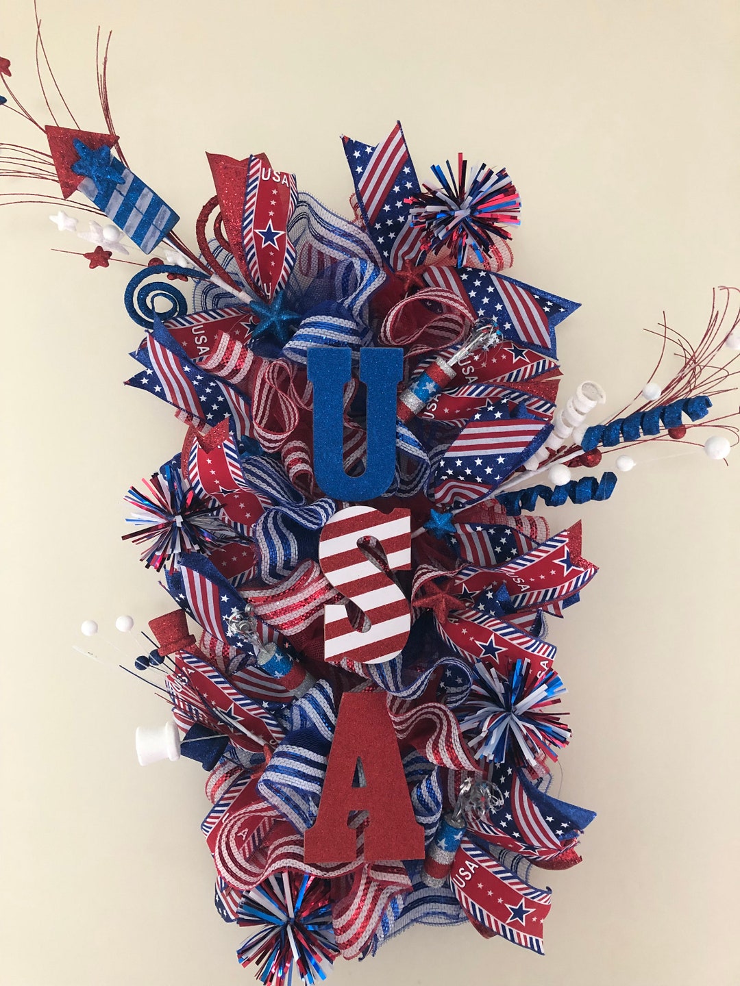 Patriotic Swag, USA Swag, USA Wreath, Memorial Day Swag, 4th of July ...