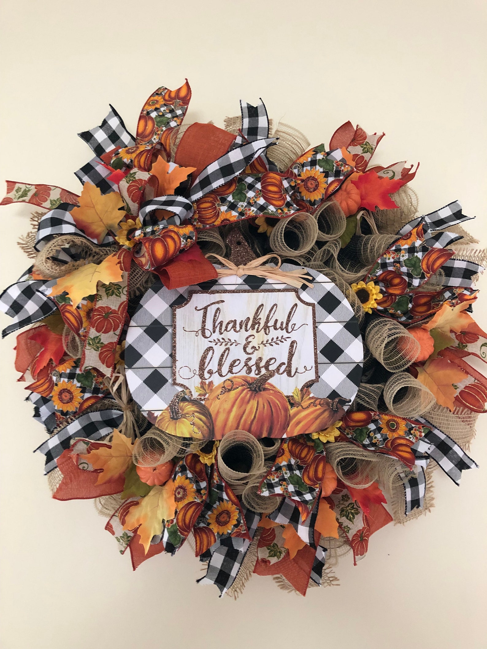 Thankful Fall Wreath Fall Wreath Fall Buffalo Check Wreath - Etsy