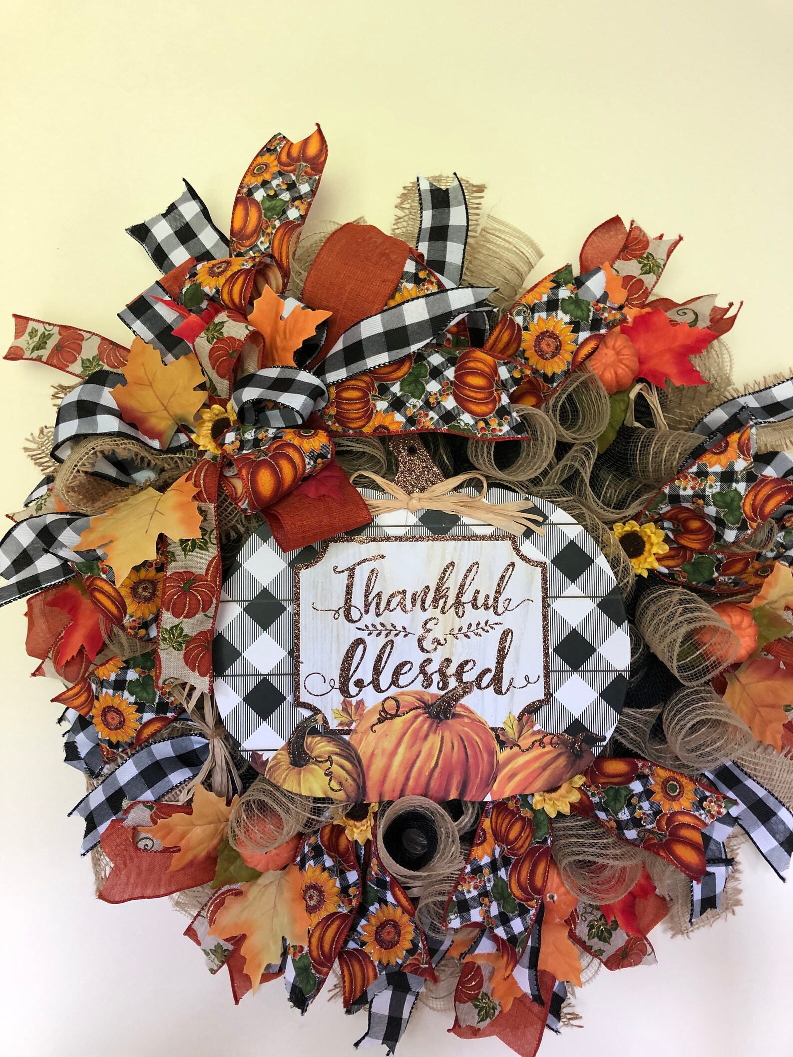 Thankful Fall Wreath Fall Wreath Fall Buffalo Check Wreath - Etsy