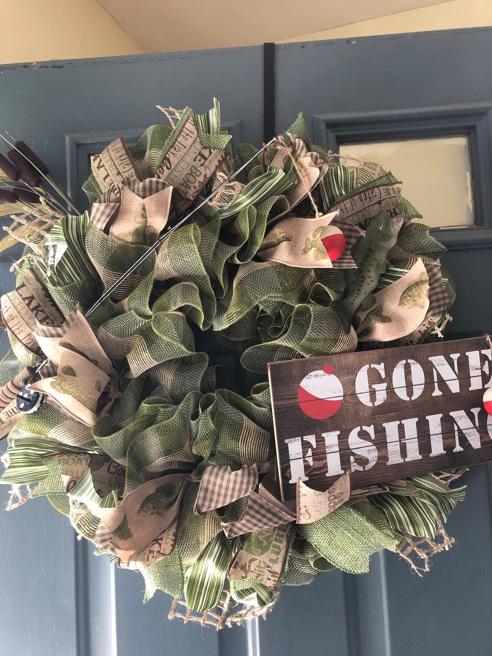Fishing Wreath Gone Fishing Wreath Fish Wreath Lake House | Etsy