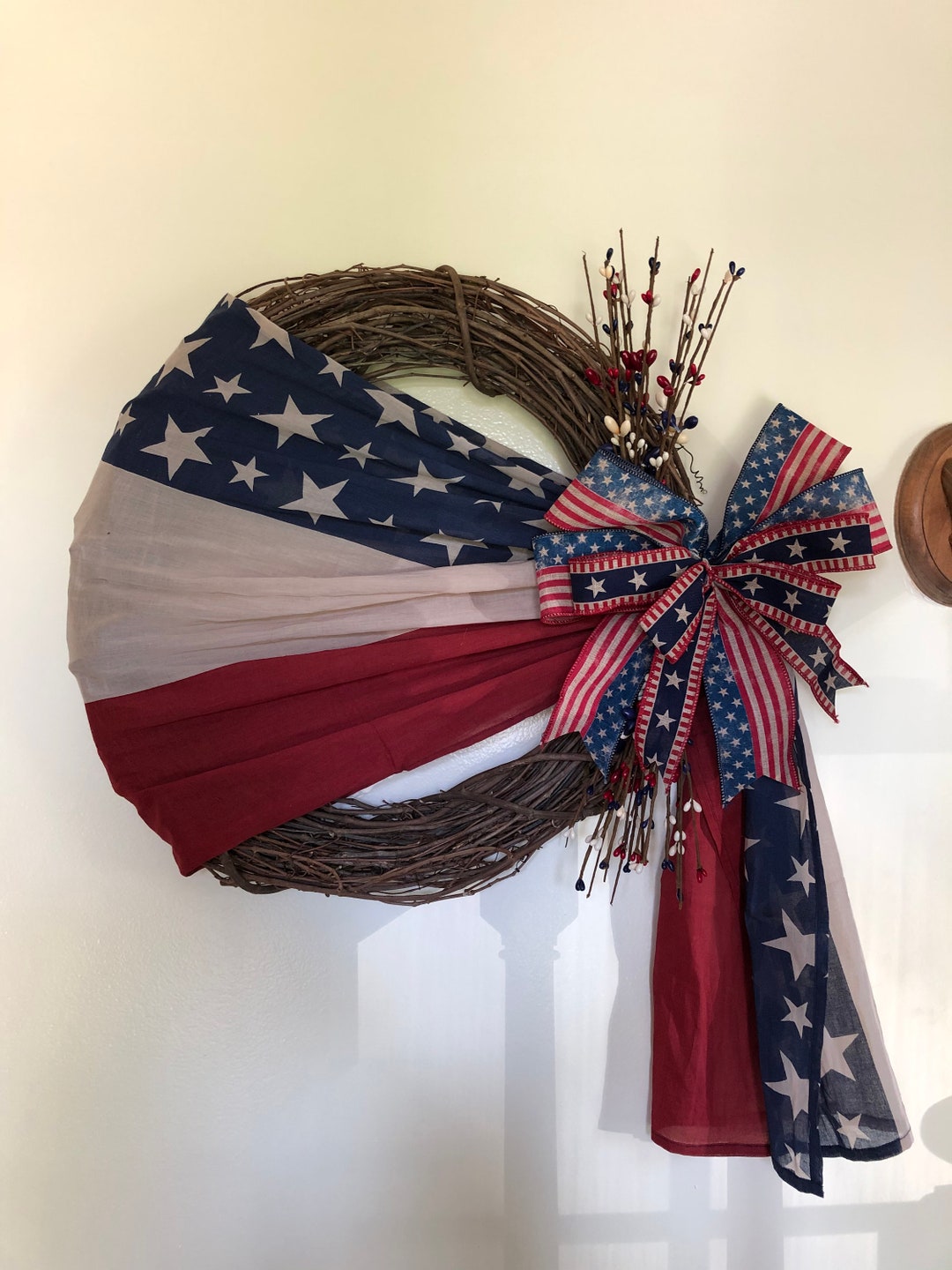 American Flag Wreath, American Flag Grapevine Wreath, Flag Wreath ...