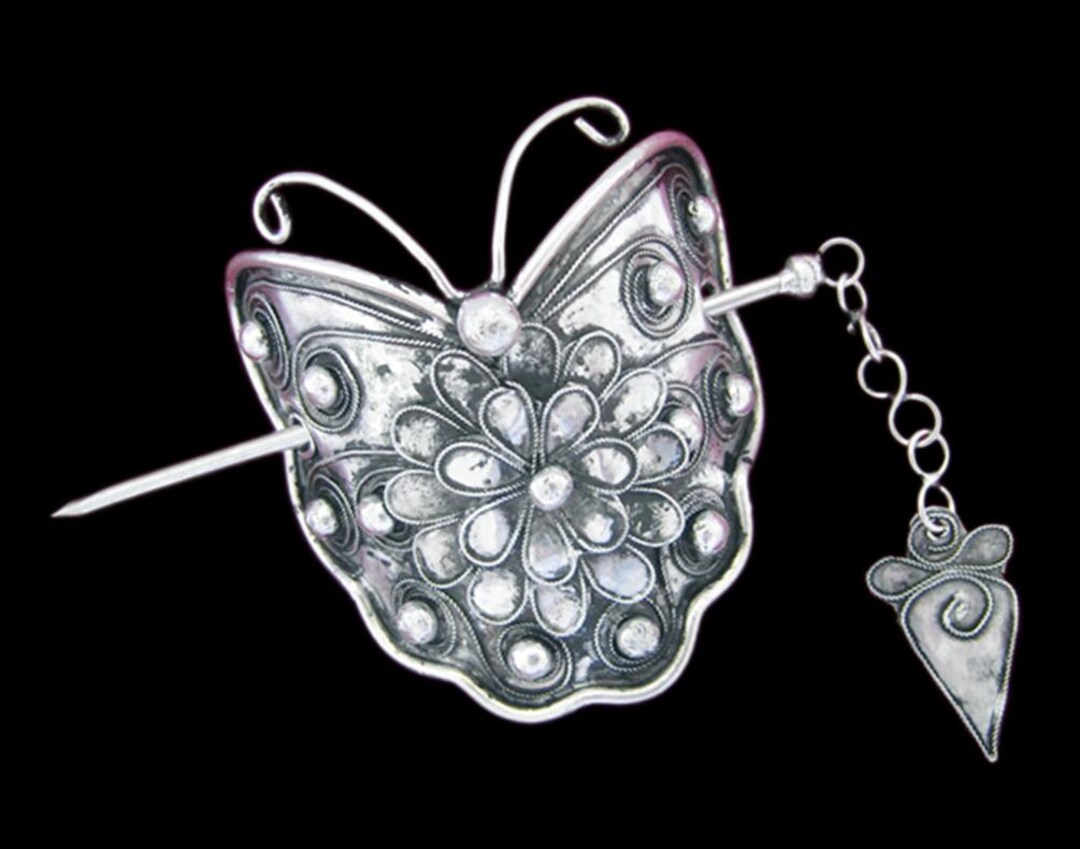 Handmade Silver Hair Accessories Stick Pin Tribal Ethnic Hmong Miao ...