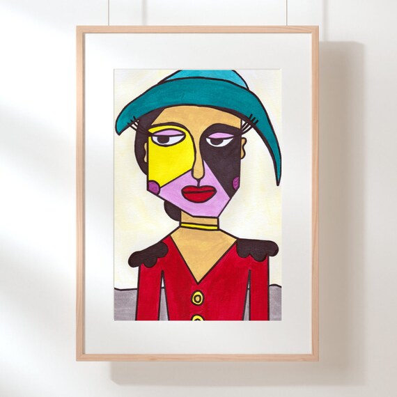 Portrait A4 Original Work Portrait Woman MERTUEIL Acrylic | Etsy