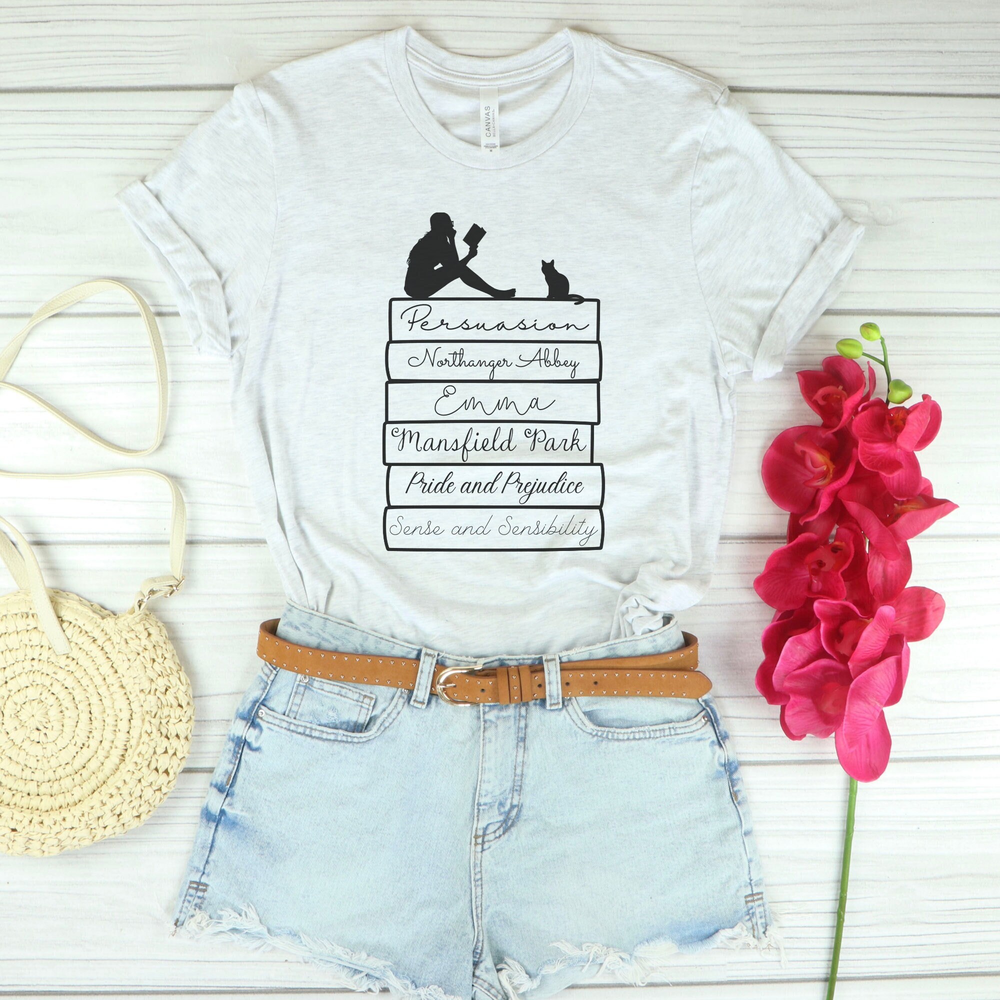 Jane Austen Book Stack Shirt, Jane Austen Gifts, Book Nerd Shirt, Gift ...