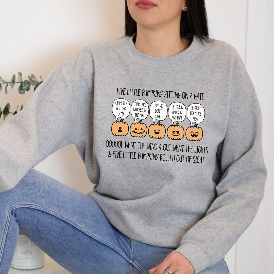 Five Little Pumpkins Nursery Rhyme Song Sweatshirt, Halloween Pumpkin ...