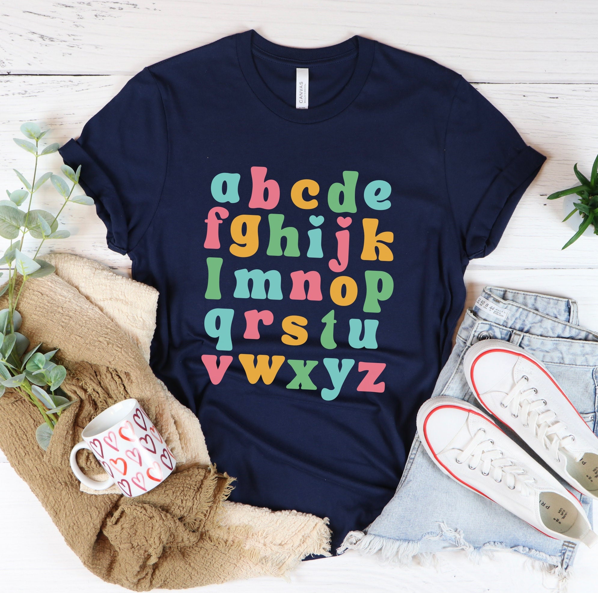 Retro Bright Alphabet Shirt, ABC Teacher Shirts, Back to School Gift ...