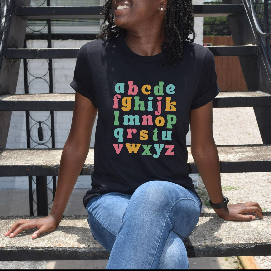 Retro Bright Alphabet Shirt, ABC Teacher Shirts, Back to School Gift ...