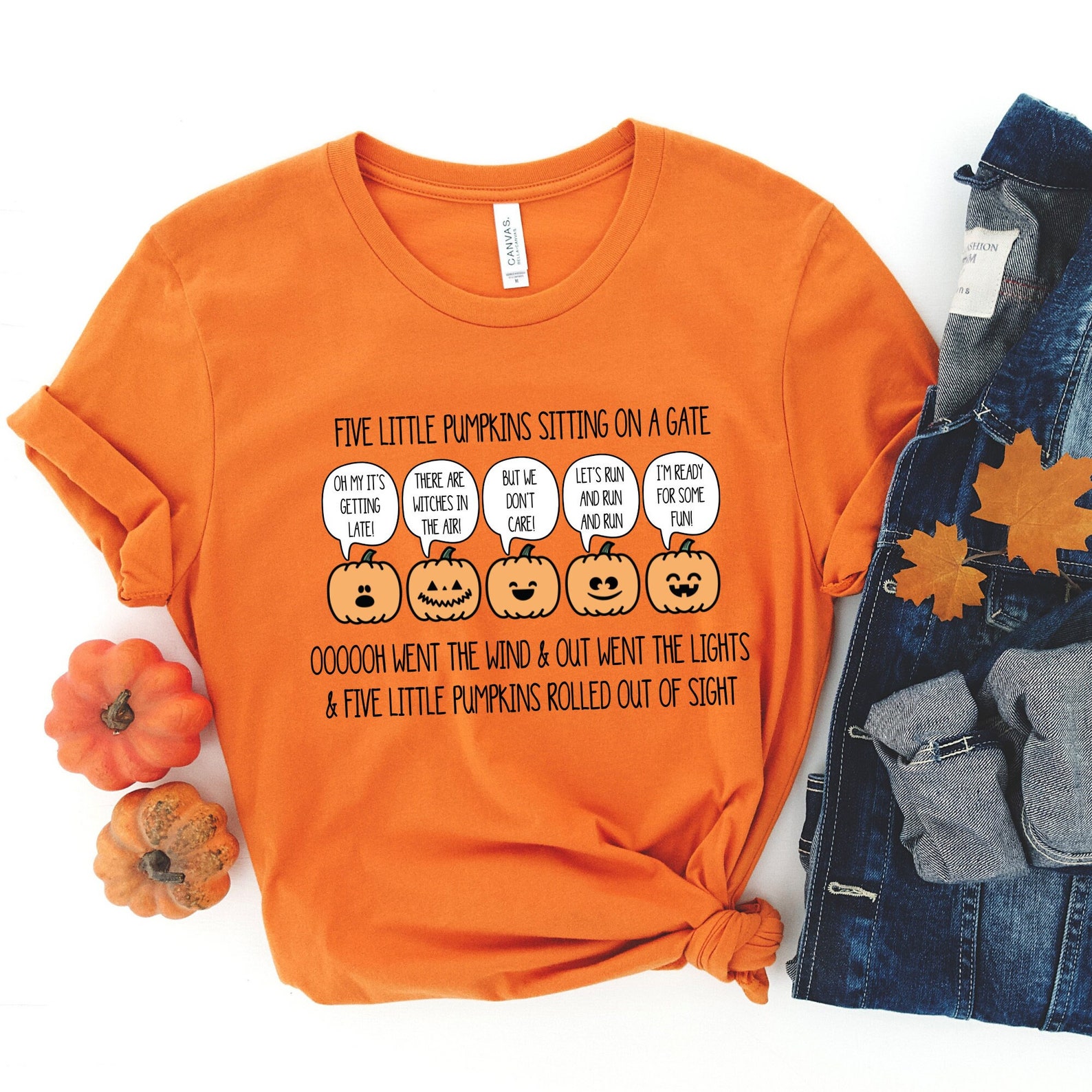 Five Little Pumpkins Nursery Rhyme Song T-shirt, Halloween Pumpkin ...