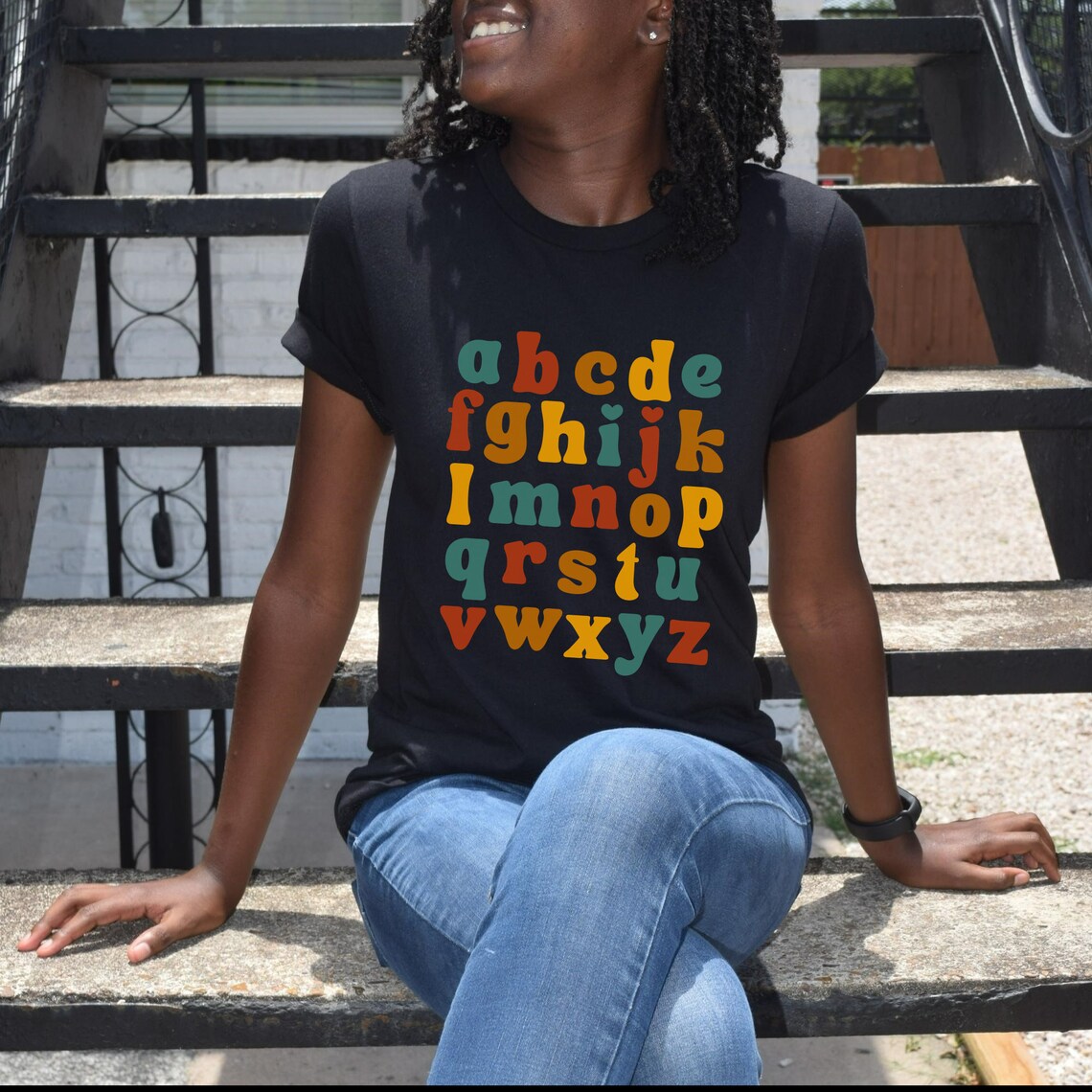 Retro Alphabet Shirt, ABC Teacher Shirts, Back to School Gift for ...