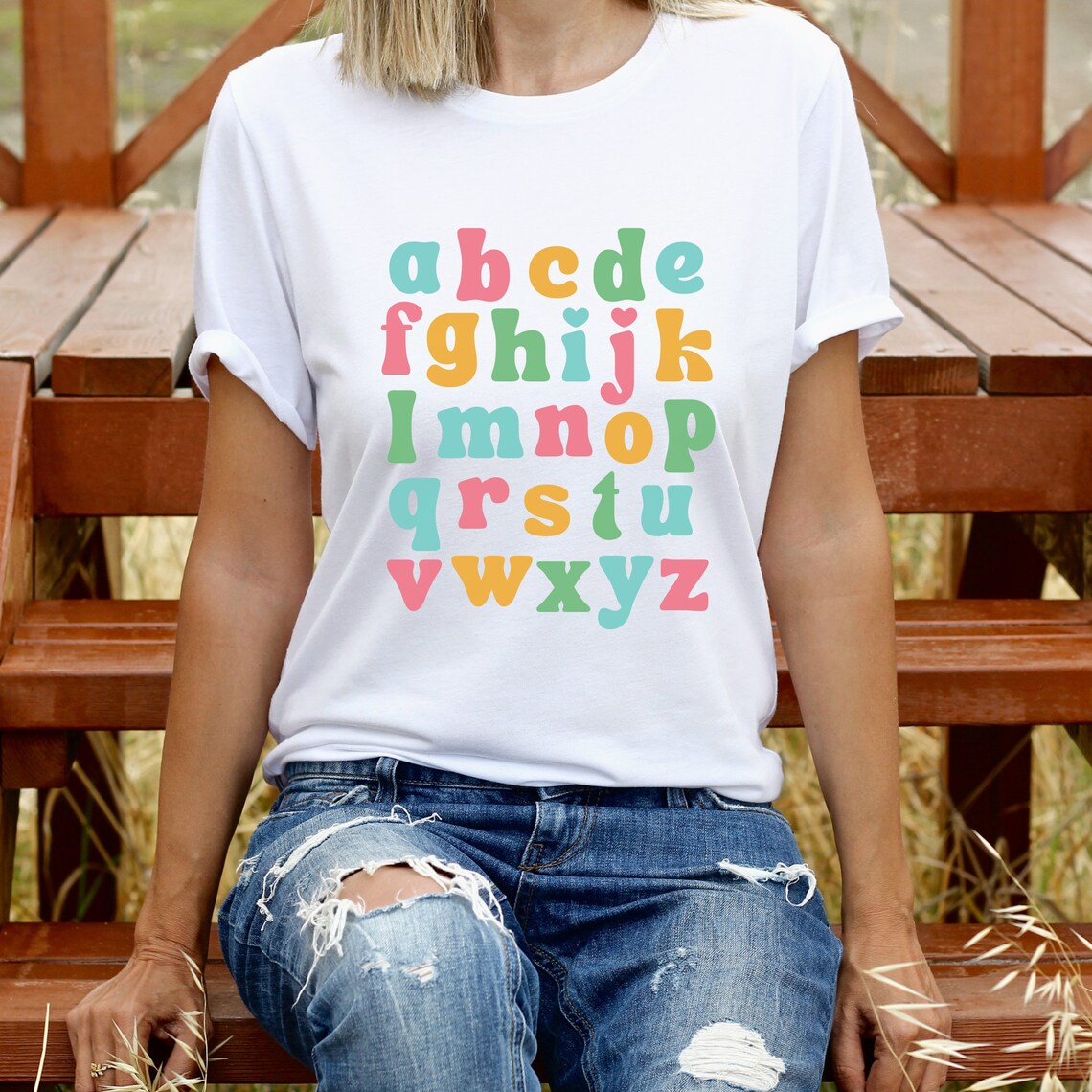 Retro Bright Alphabet Shirt, ABC Teacher Shirts, Back to School Gift ...
