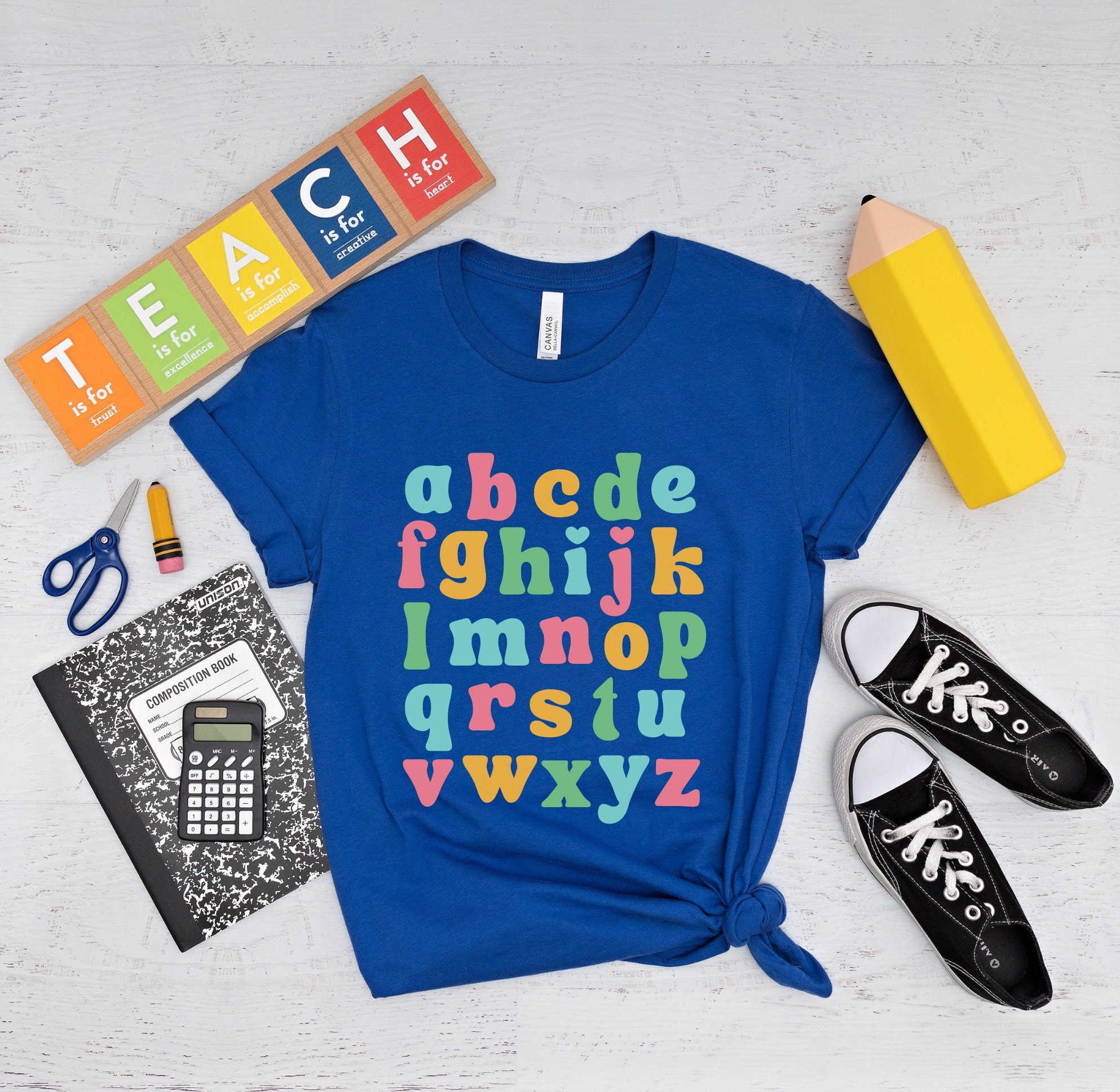 Retro Bright Alphabet Shirt, ABC Teacher Shirts, Back to School Gift ...