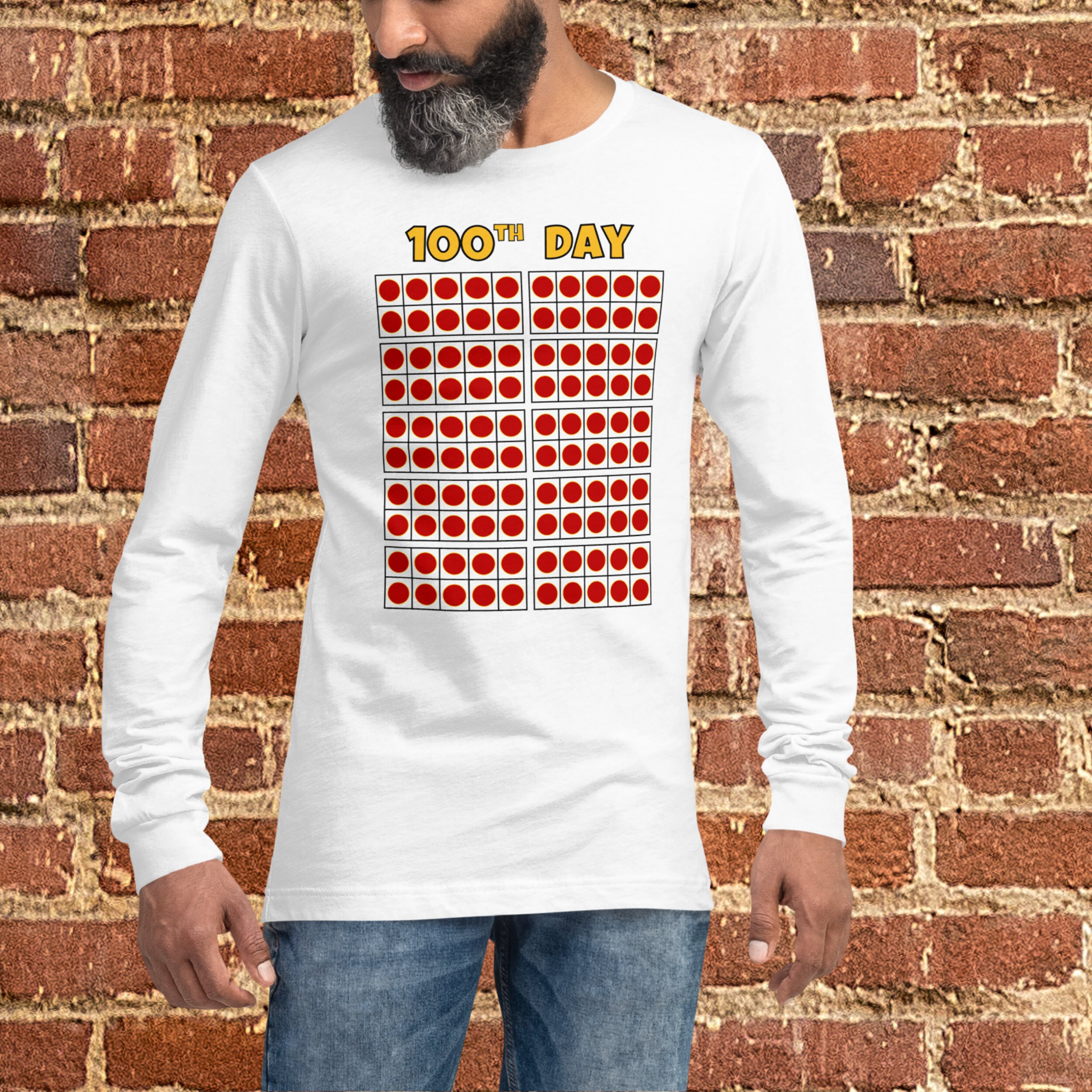 100th Day of School Ten Frame Long-sleeved T-shirt Teacher Gift Math ...