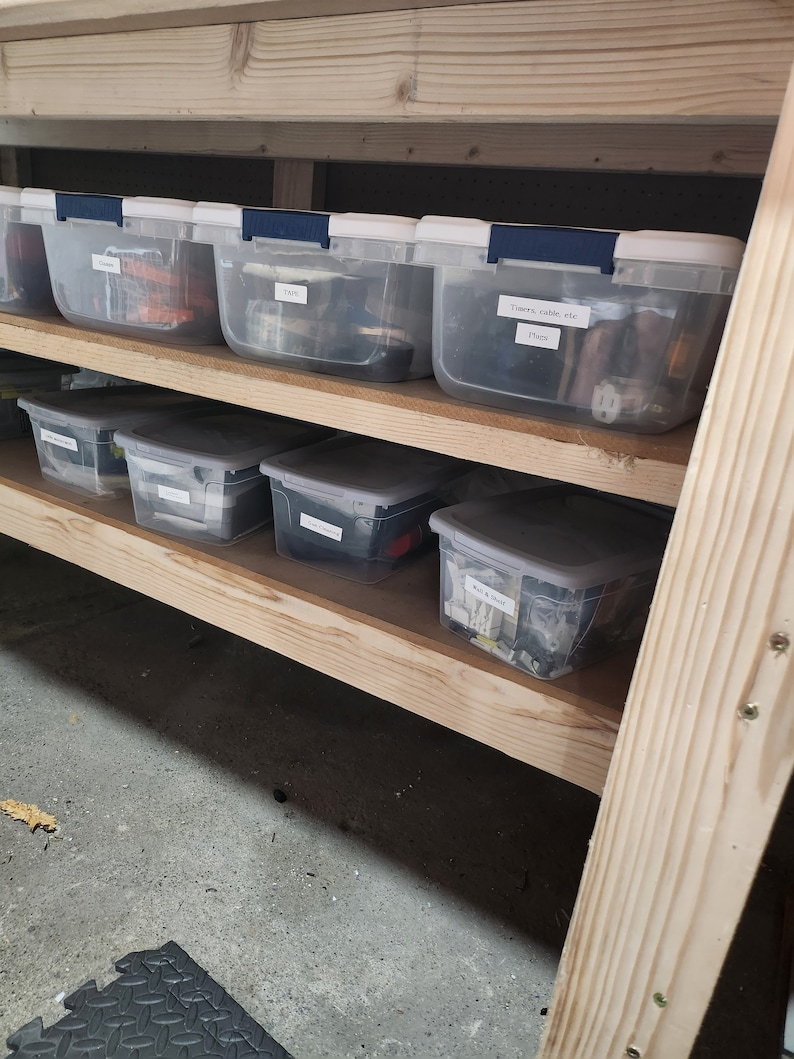DIY Plans - Work Bench With Bins and Shelves - Digital Download - Etsy