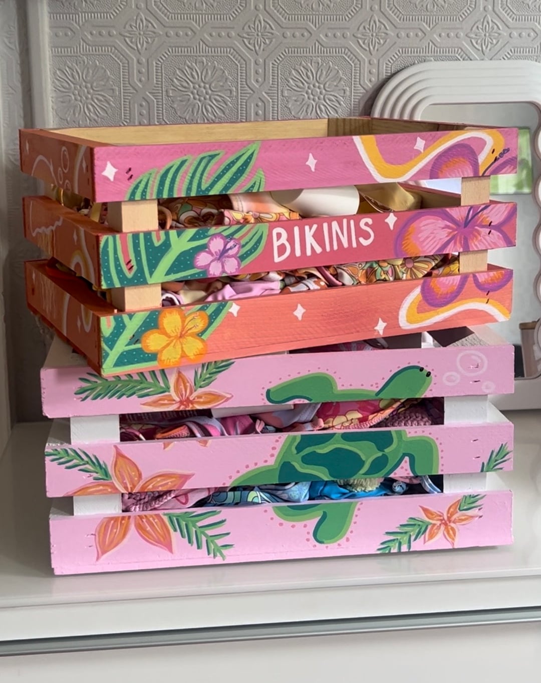 Tropical Coconut Girl Bikini Box Storage Crate - Etsy