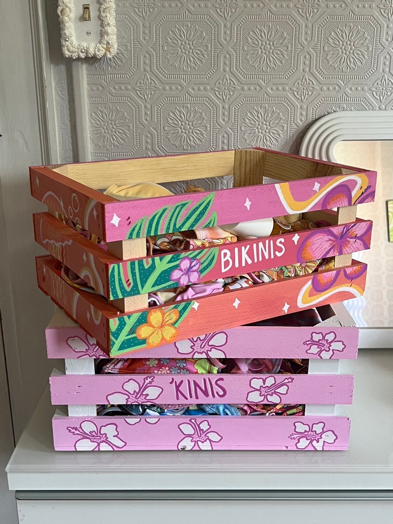Tropical Coconut Girl Bikini Box Storage Crate - Etsy