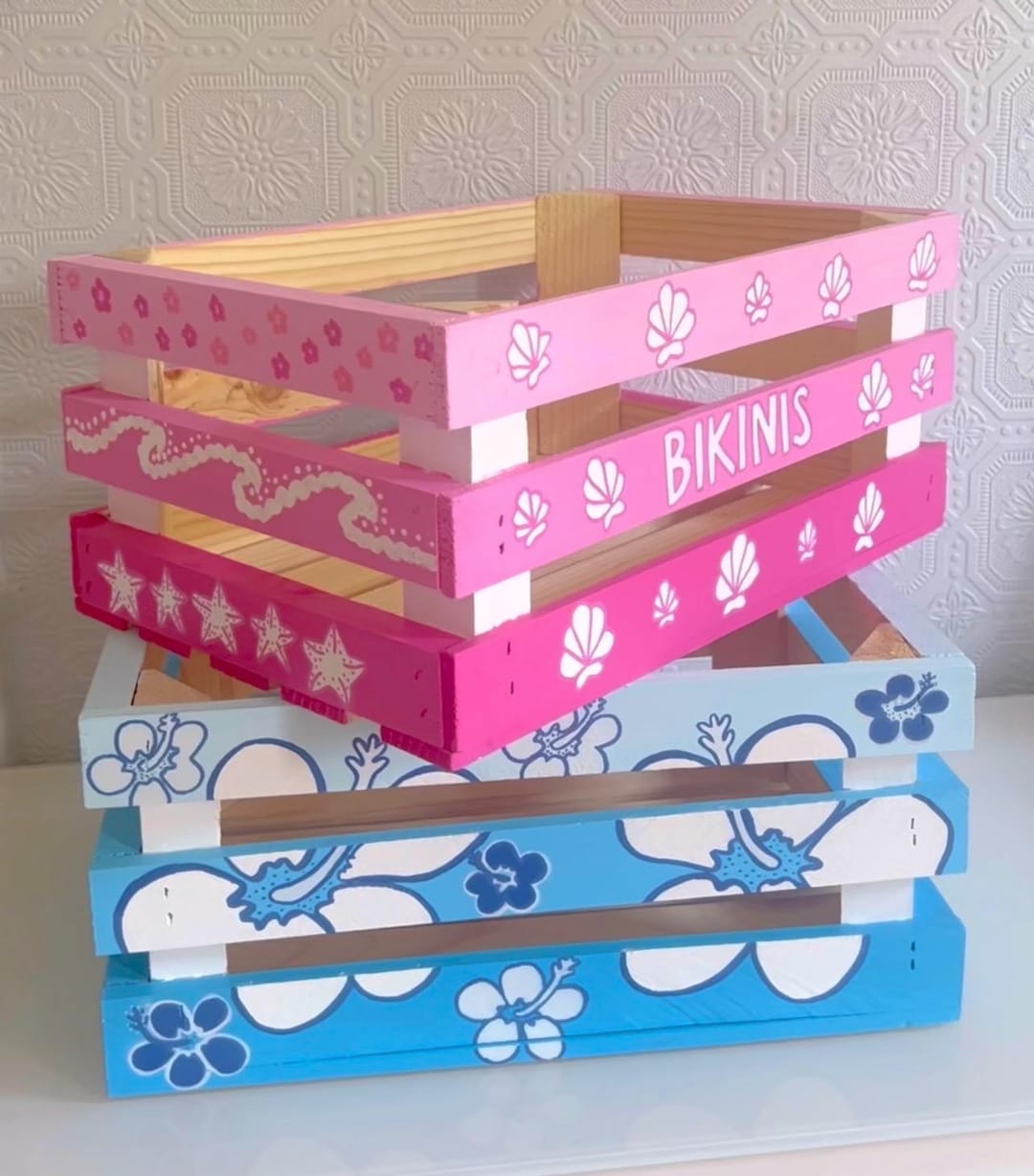 Coastal Coconut Girl Bikini Box Storage Crate - Etsy