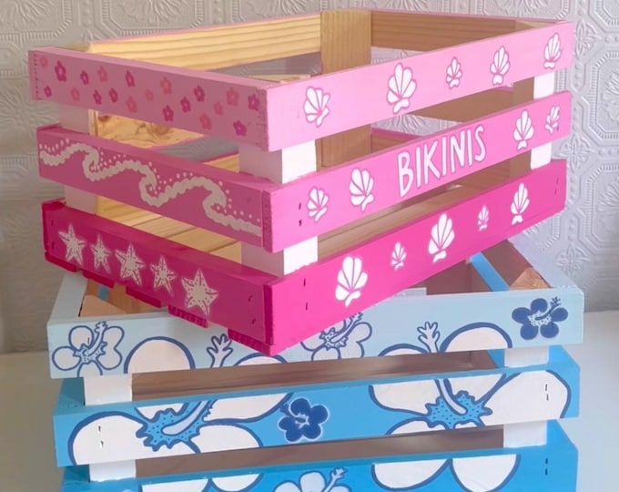 Customized Large Bikini Box, Handmade Crate, Bathing Suit Organization ...