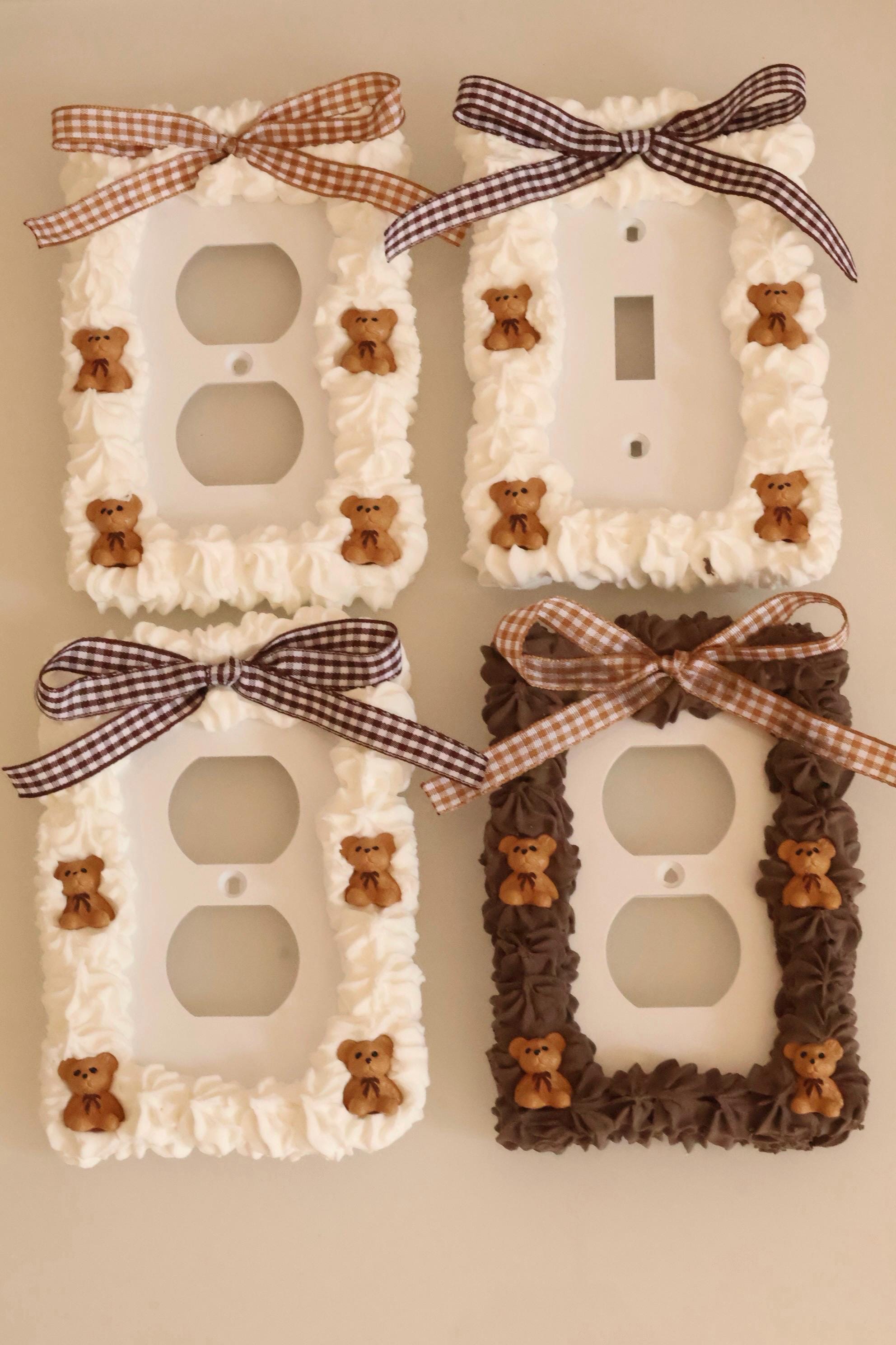 Teddy Bear Gingham Bow Outlet Plate Cover (multiple Colors) - Etsy