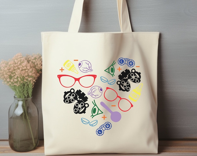 Eye Heart Tote Bag Optometry Gift Optician Ophthalmologist Reusable ...