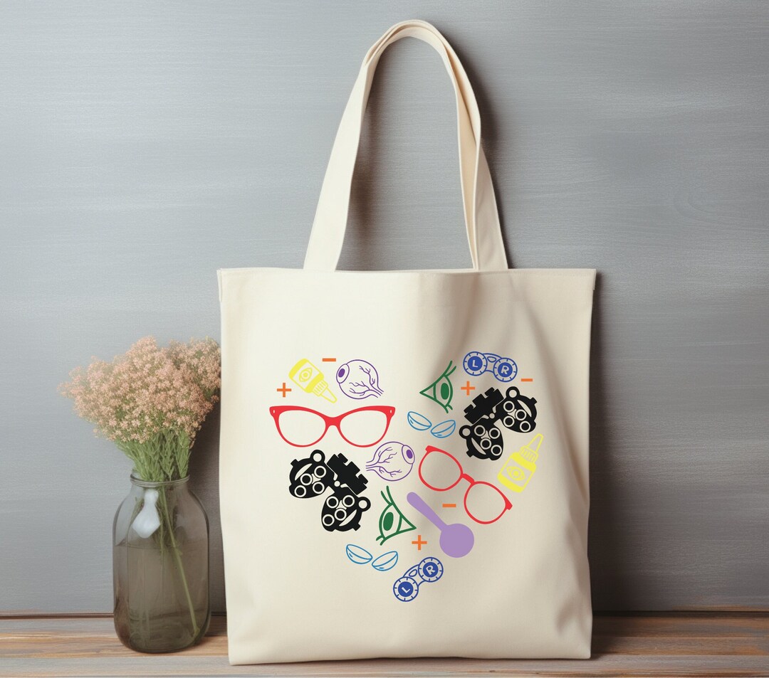 Colorful Eye Heart Tote Bag Optometry Gift Optician Ophthalmologist ...