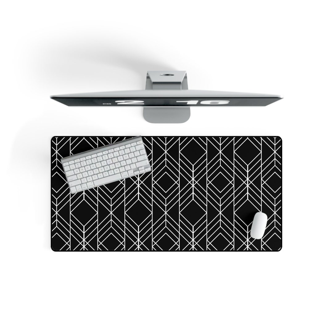 Geometric Desk Mat Classy Pattern Office Desk Design Black and White ...