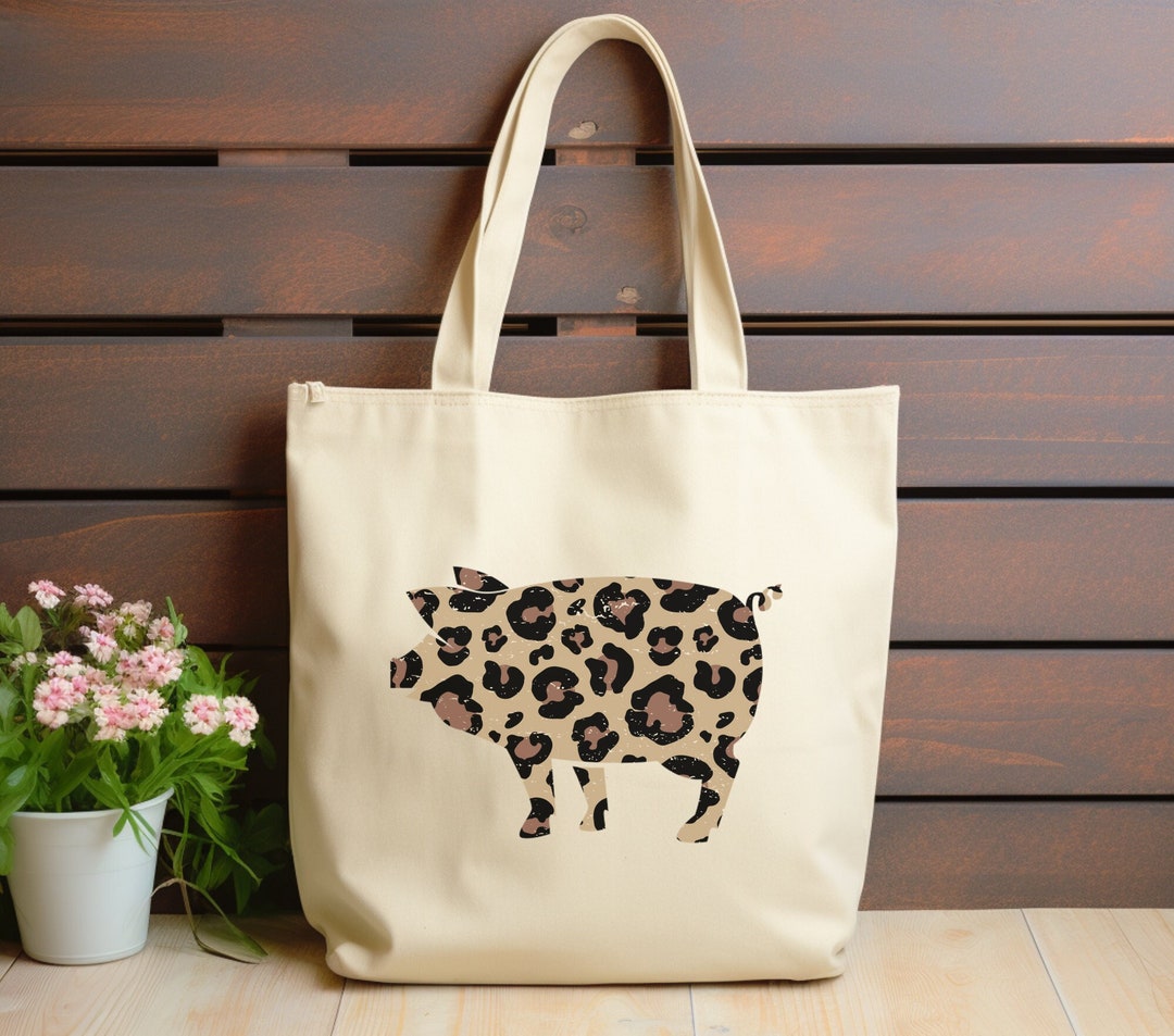 Leopard Pig Tote Bag Pet Lover Pig Lover Hog Reusable Tote Bag Fair ...