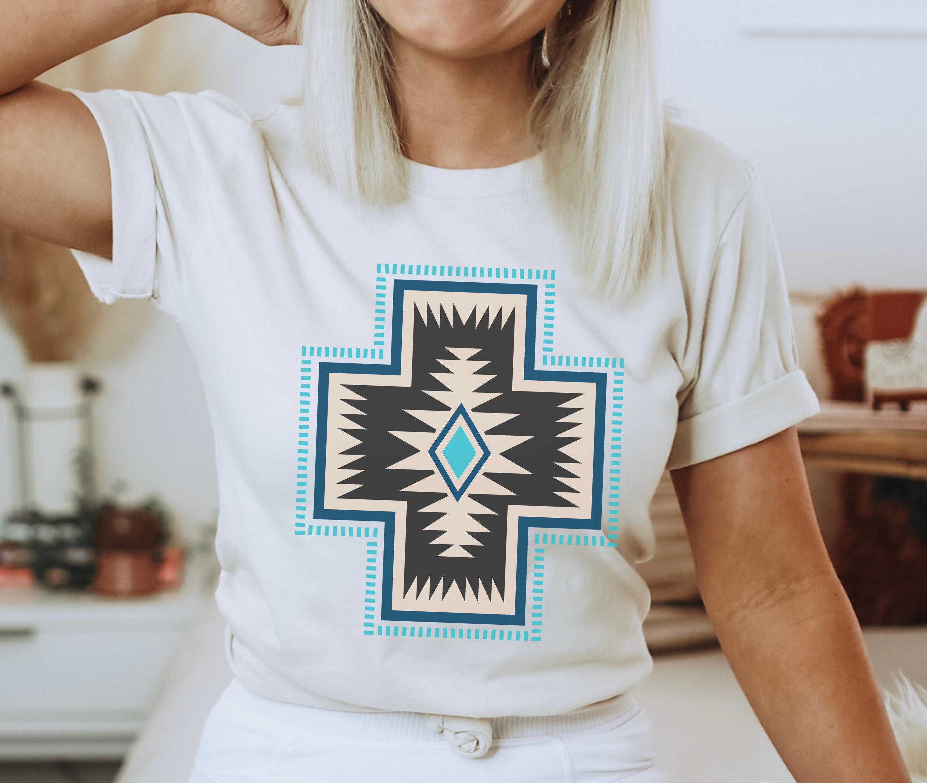 Aztec Graphic Tee Southwestern Cross Shirt Tribal Shirt - Etsy