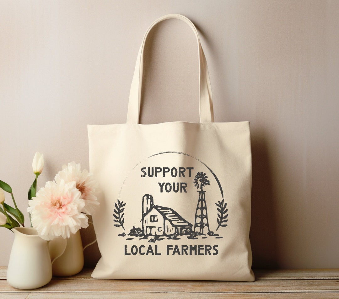 Support Your Local Farmer Tote Bag Western Graphic Farming Reusable ...