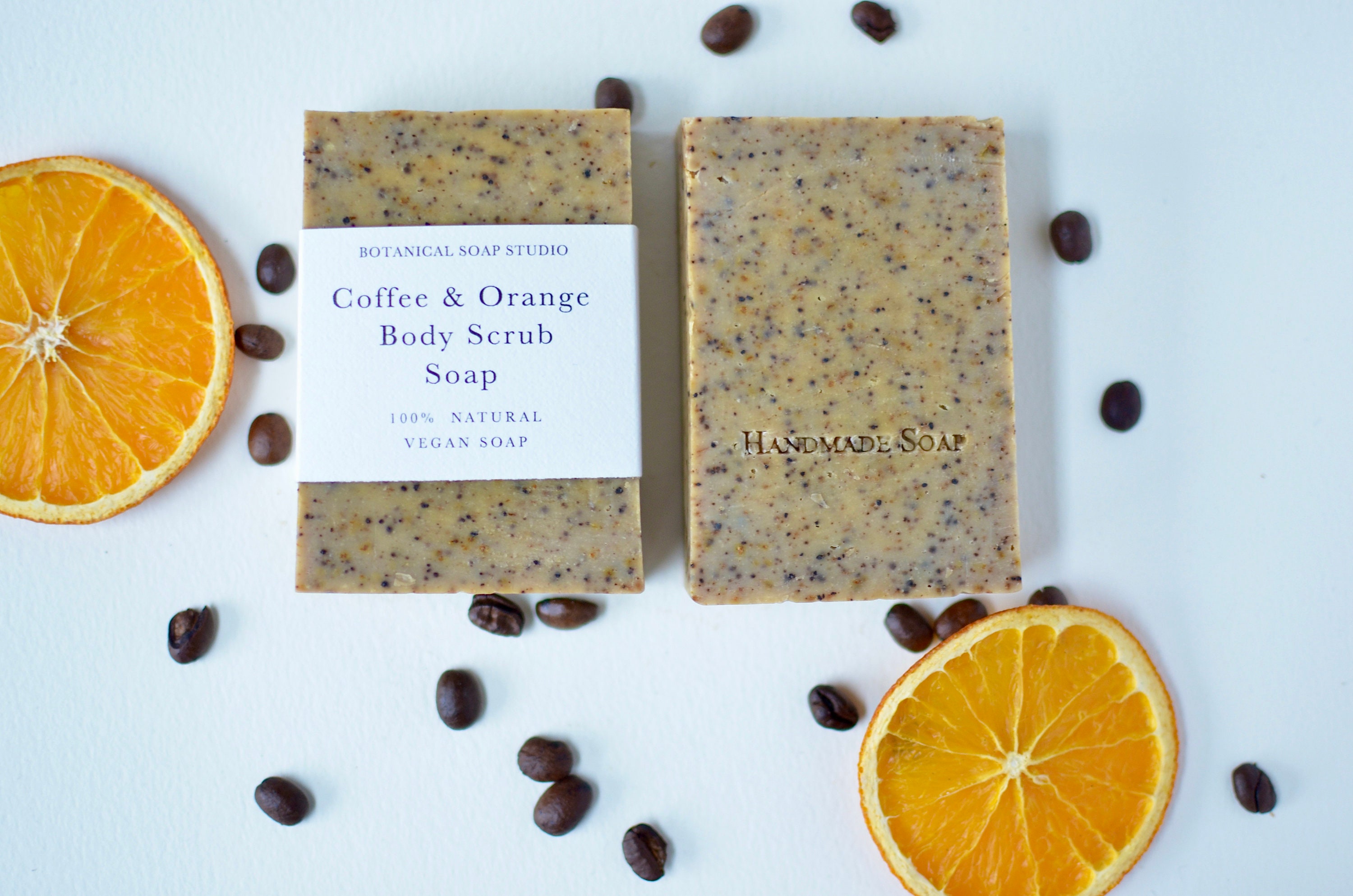Coffee and Orange Body Scrub Soap Bar, Natural Soap Bar, Exfoliating ...