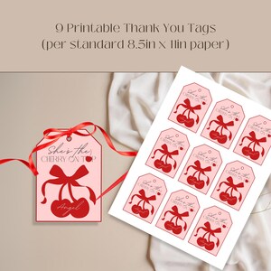 Cherry on Top Party Favor Tags, Cherries Theme Decor, Digital Custom ...