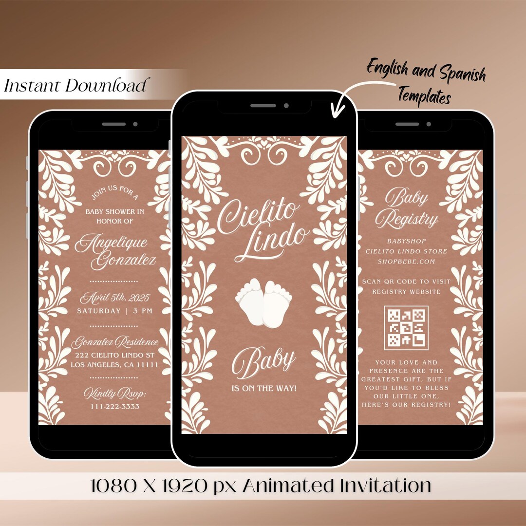 Talavera Baby Shower Video Invitation, Gender Neutral Barro Mexican ...