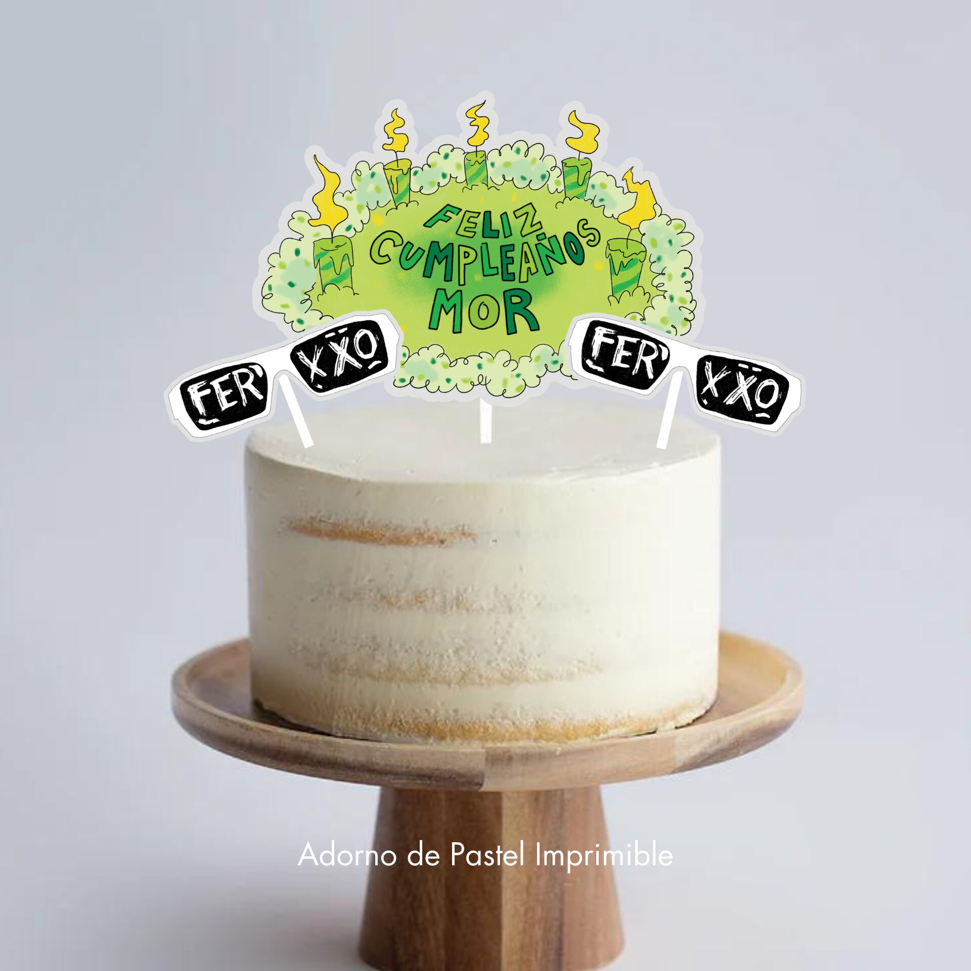 Ferxxo Feliz Cumpleanos Mor Birthday Party Cake Topper, Green Feid ...
