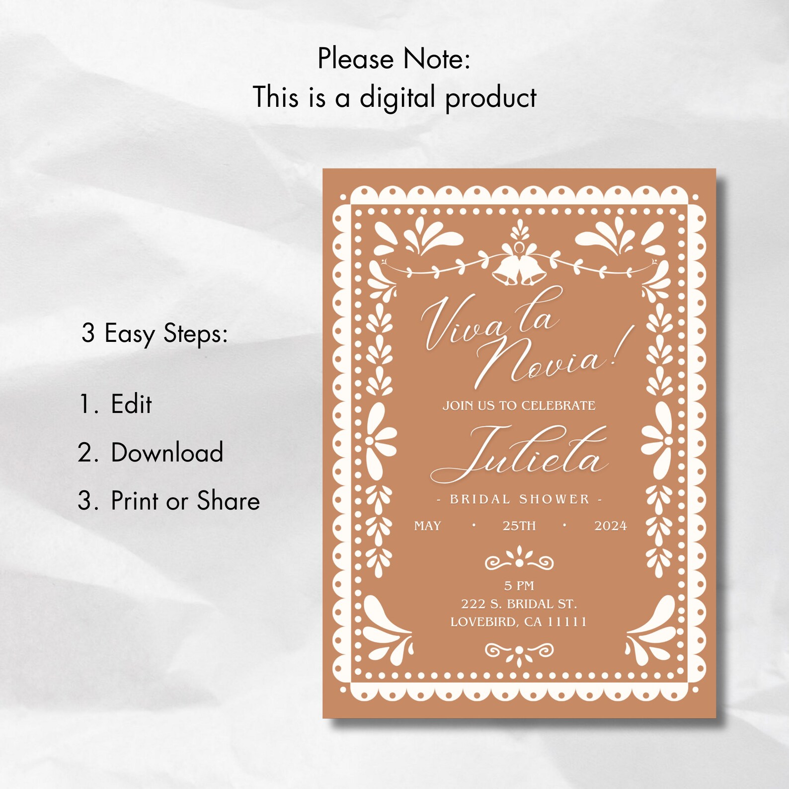 Papel Picado Bridal Shower Viva La Novia Party Invitation Invite ...