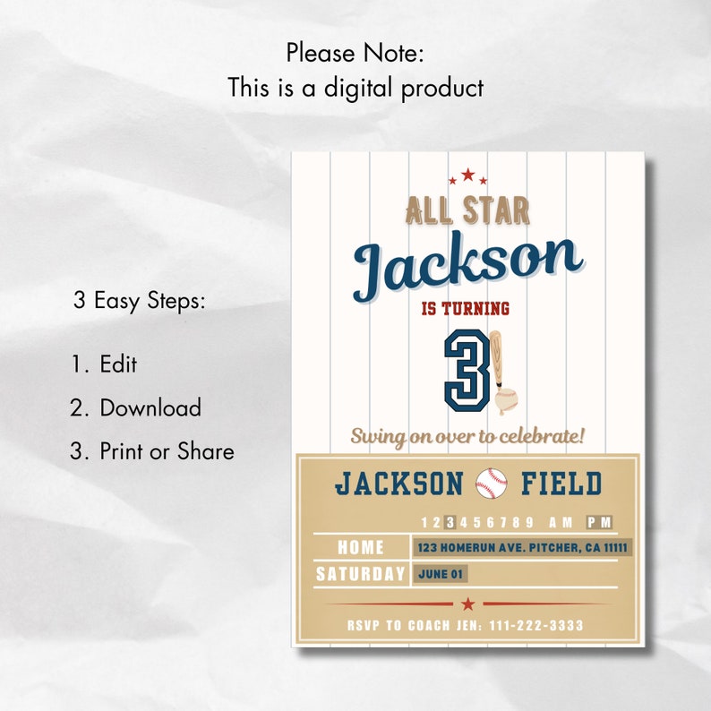 All Star Baseball Birthday Party Invitation, MVP Scoreboard Vintage ...