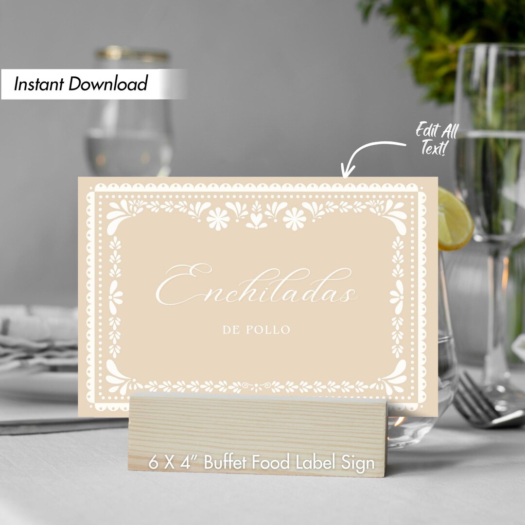 Papel Picado Wedding Food Label Editable Digital Printable Instant ...