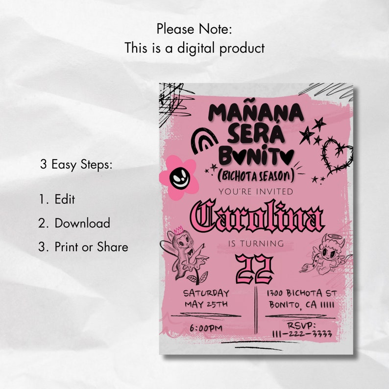 Karolg Bichota Season Manana Sera Bonito Birthday Party Invitation ...