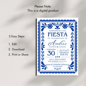 Blue Talavera Birthday Party Invitation Invite, Mexican Fiesta Theme ...