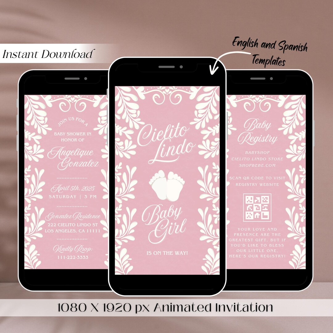 Talavera Girl Baby Shower Video Invitation, Pink Barro Mexican Theme ...