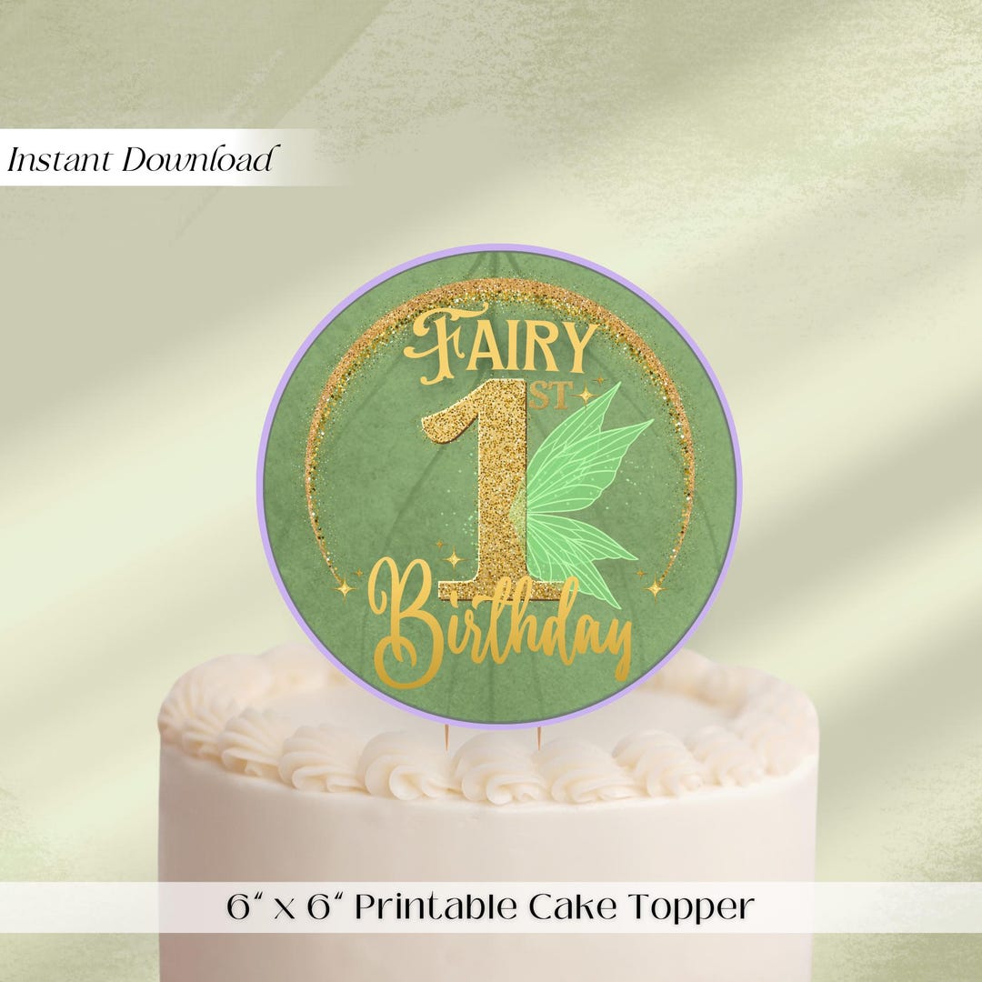 Fairy First Birthday Party Cake Topper, Fairy 1st Bday Theme Decor ...