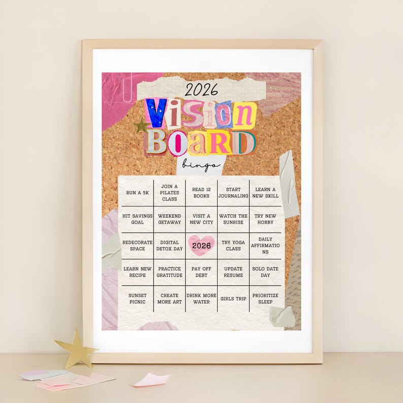 2026 Vision Board Bingo Card Template | Editable Canva Design ...