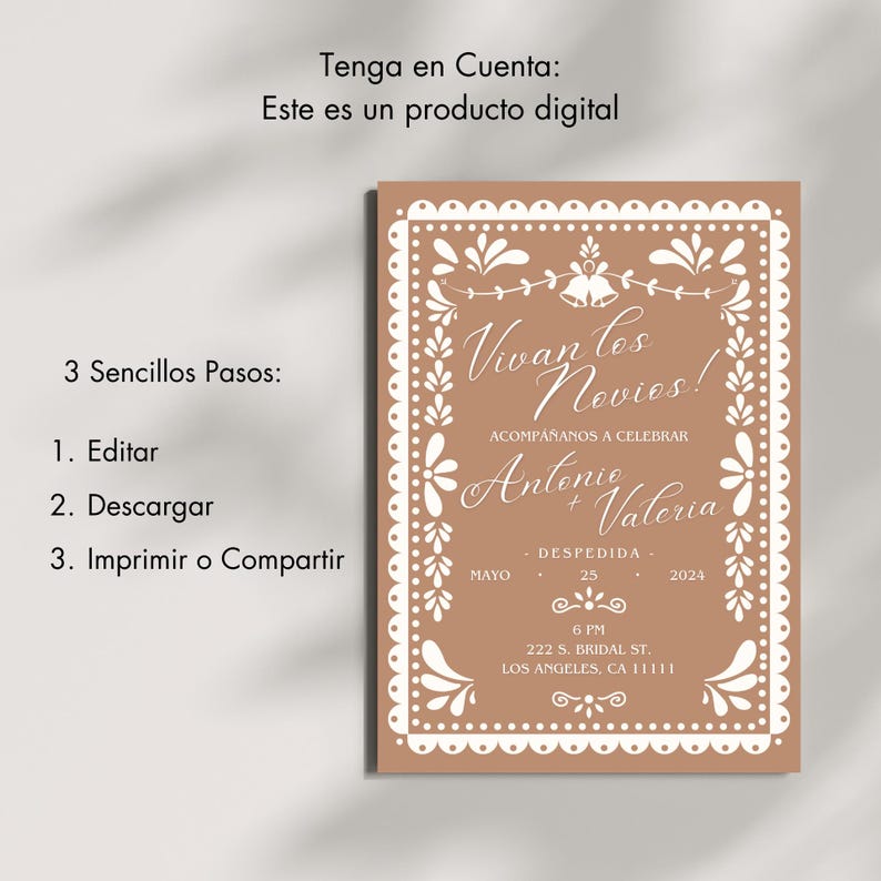 Papel Picado Couple’s Shower Vivan Los Novios Invitation Invite, Custom ...