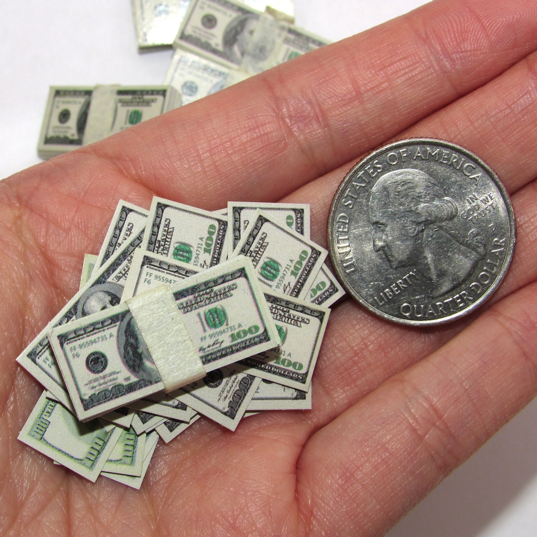 Miniature 100 US Dollar Bill Set of 2 Bundles Faux Paper - Etsy