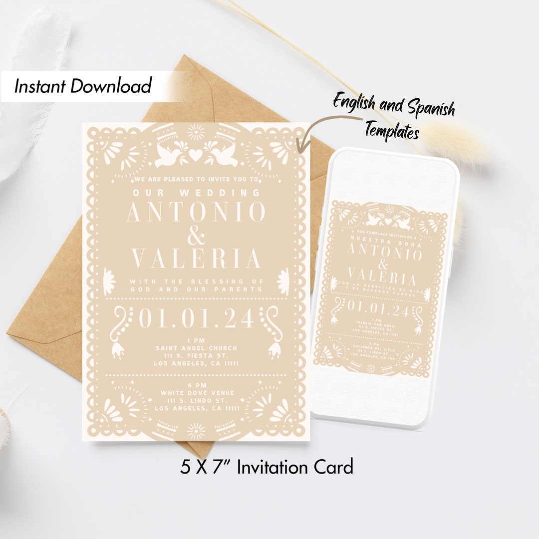 Papel Picado Wedding Invitation Invite, Editable Digital Printable ...