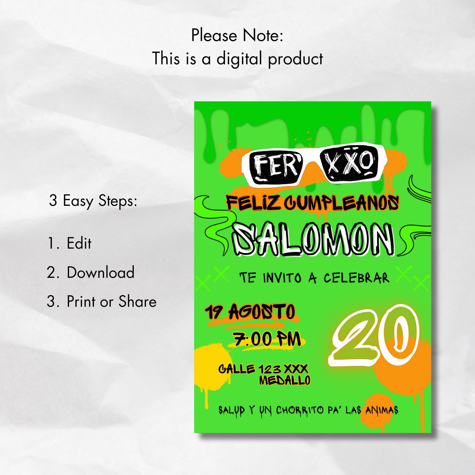 Feid Birthday Party Invitation, Fiesta De Feliz Cumpleanos Ferxxo ...