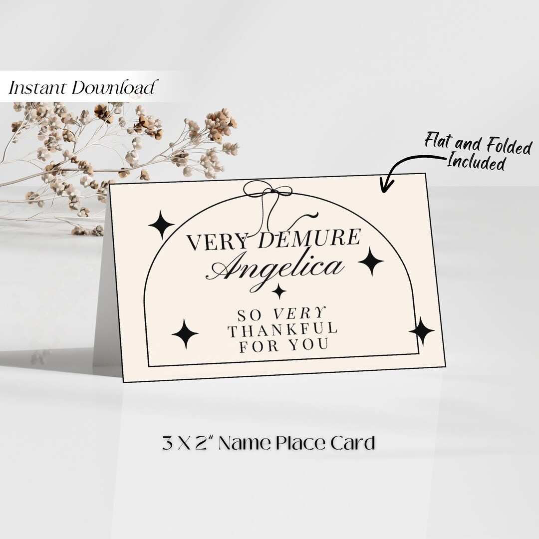 Very Demure Friendsgiving Table Name Card, Thanksgiving Dinner Party ...